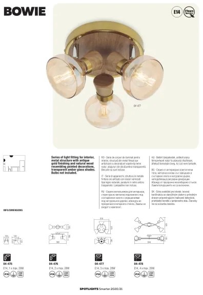 Redo 04-475 - Nástěnné svítidlo BOWIE 1xE14/28W/230V