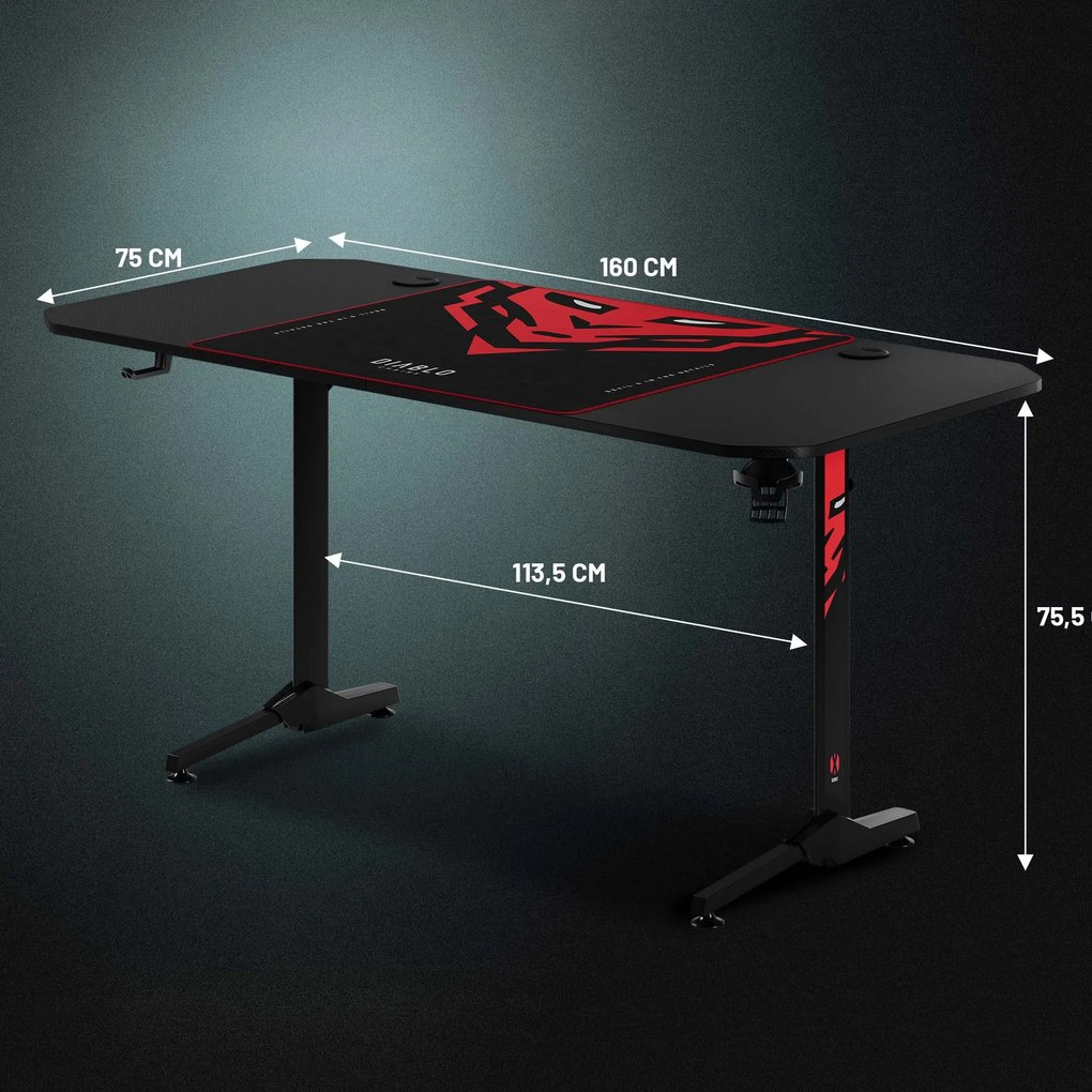 Herní stůl 160 cm černý: Diablo X-Mate 1600