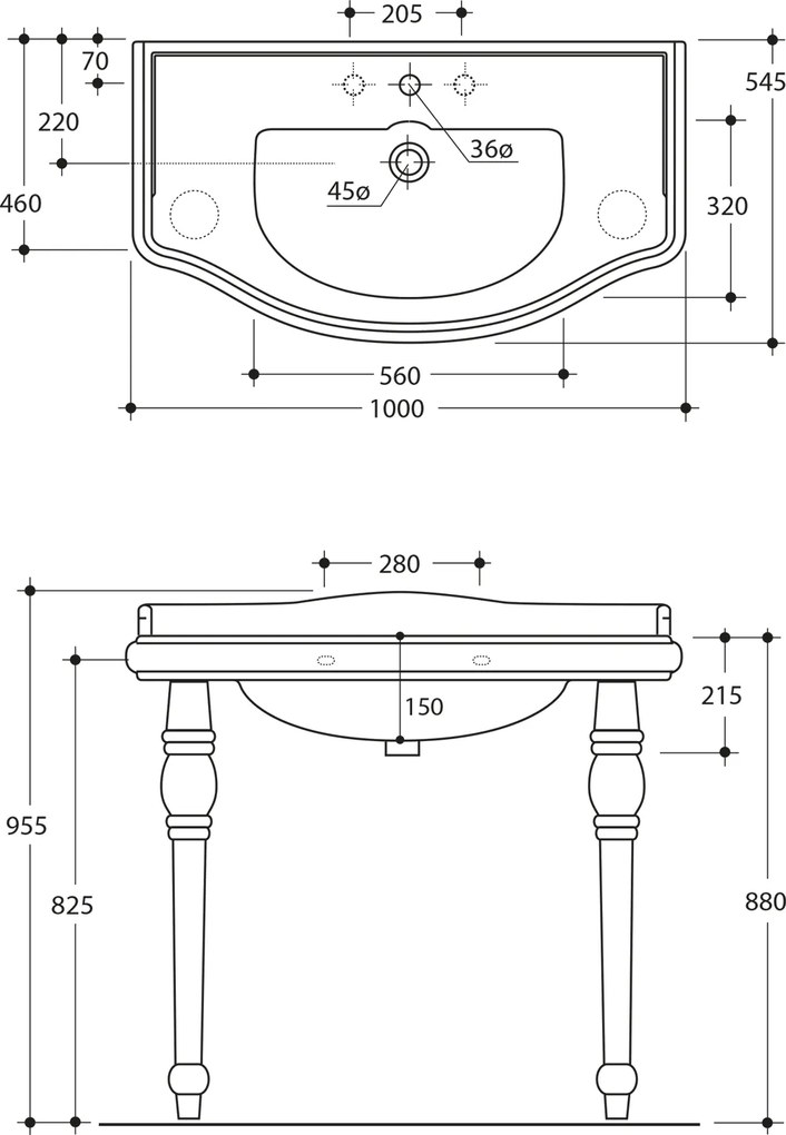 Kerasan Sapho Retro 108301 noha k umyvadlu keramická