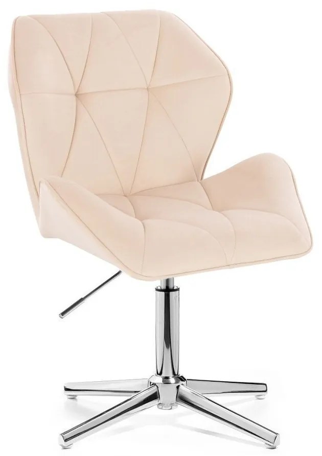 LuxuryForm DESIGN Otočná židle MILANO MAX VELUR na stříbrném kříži - krémová