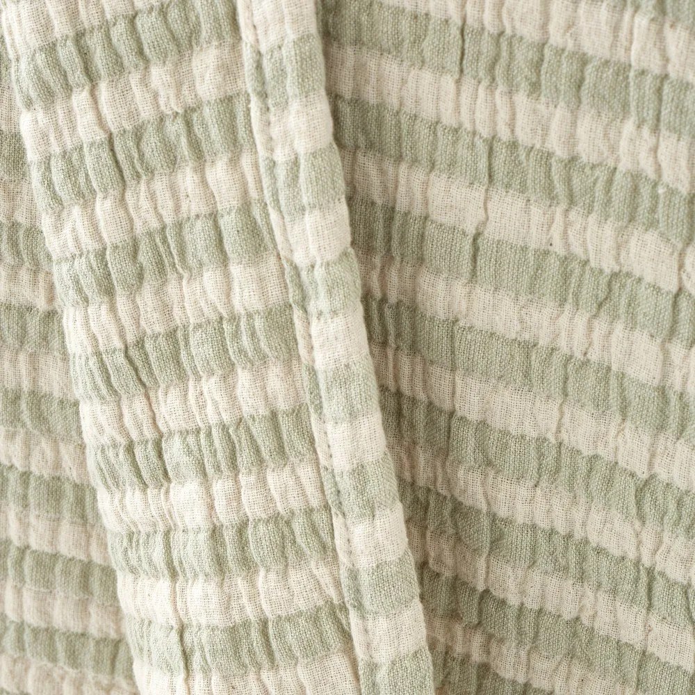 Zelená bavlněná deka 150x200 cm Cotton Muslin Stripe – Bianca