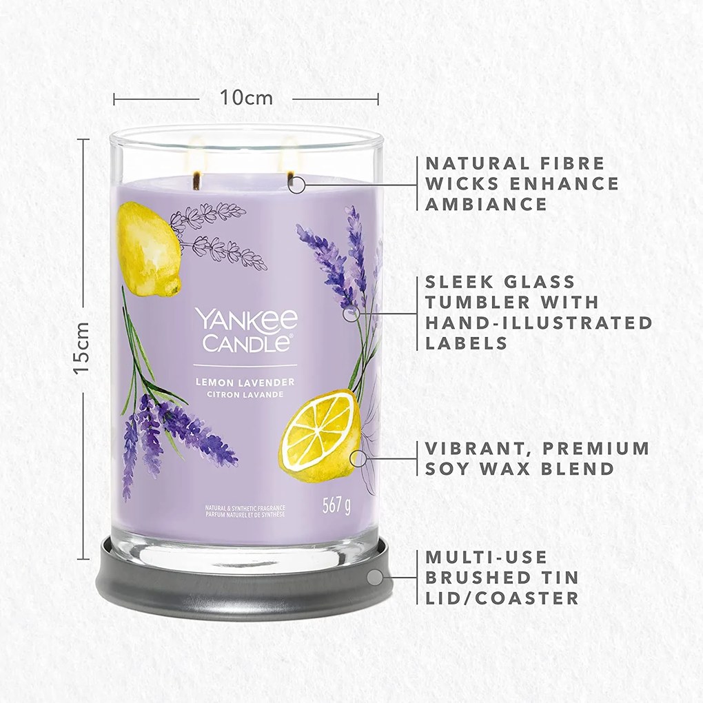 Yankee Candle vonná svíčka Signature Tumbler ve skle velká Lemon Lavender 567 g