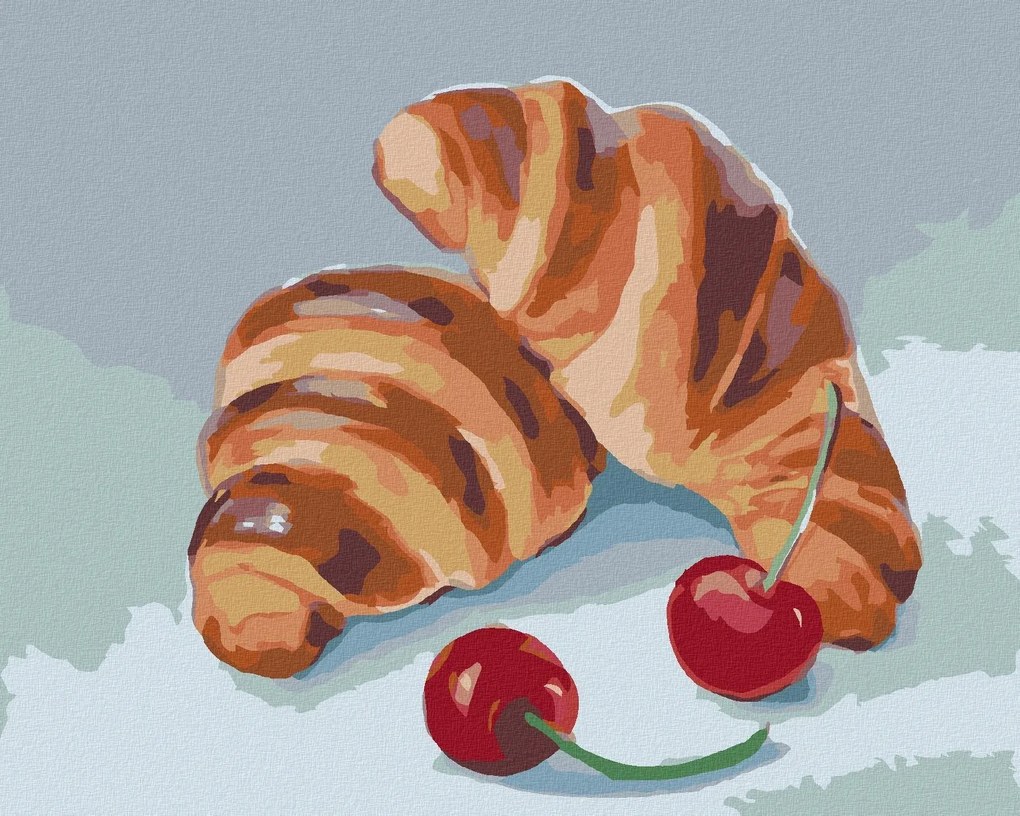 zuty zuty - malování podle čísel - croissant a třešně (myroslava voloschuk), 40x50 cm, plátno+rám
