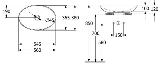 Villeroy & Boch 4A4700R1 - Umyvadlo na desku LOOP&FRIENDS 56x38 cm keramika/bílá