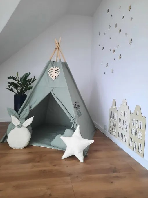 Dětský stan Tipi Boho zelený