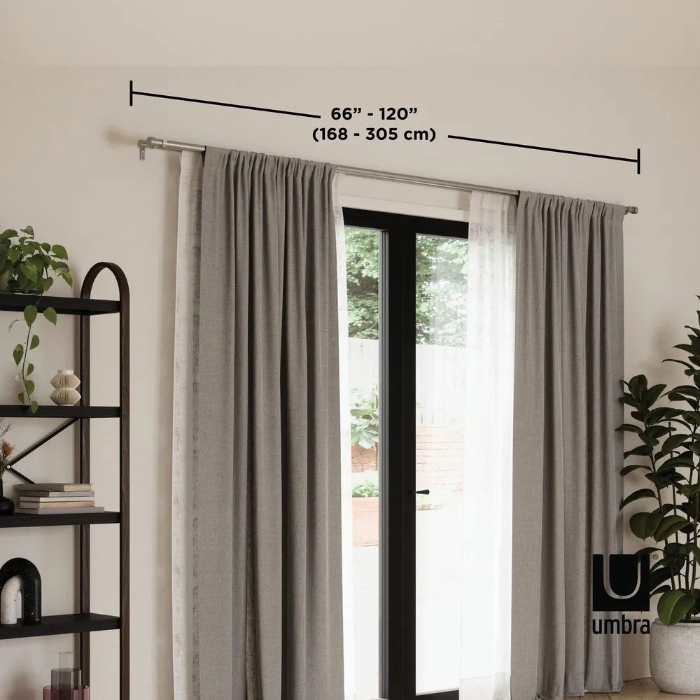 Roztažitelná dvojitá garnýž z nerezové oceli 168 - 305 cm Cappa – Umbra
