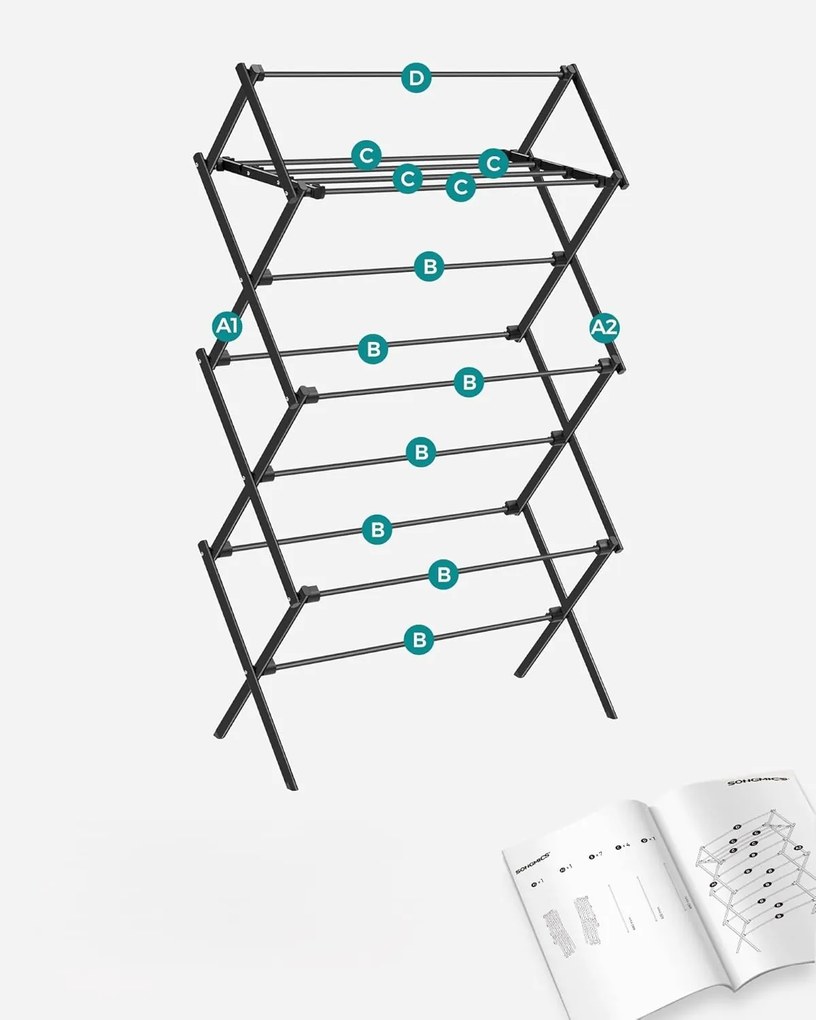 Skládací sušák na prádlo Nomis černý