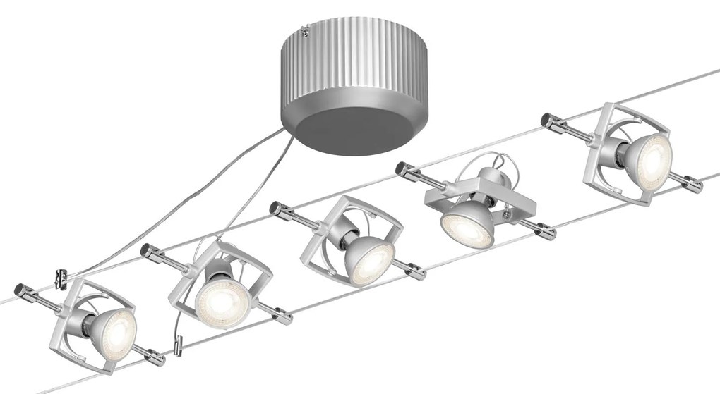 Paulmann 94133 Mac2, lankový systém, 5x max 10W LED 12V, matný chrom, 500cm
