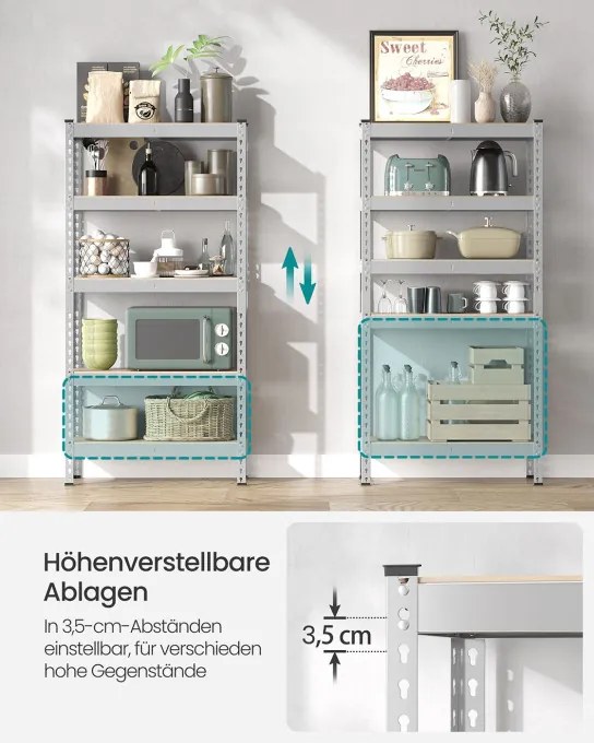 Regál 75x155x30 cm GLR300E01 stříbrný