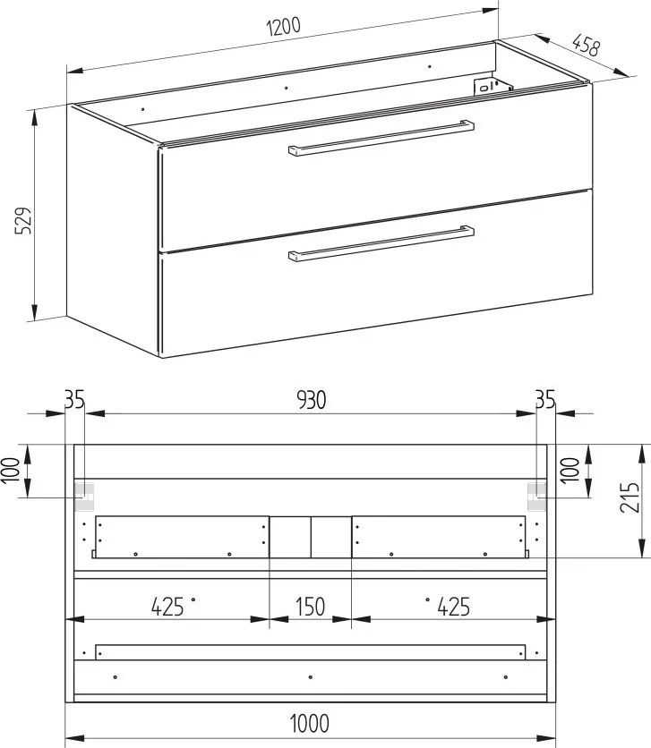 Mereo, Mereo Bino, koupelnová skříňka 120 cm, bílá, MER-CN663SN