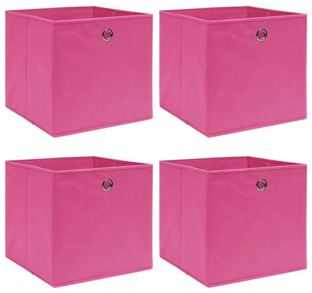 288345 vidaXL Úložné boxy 4 ks růžové 32 x 32 x 32 cm textil