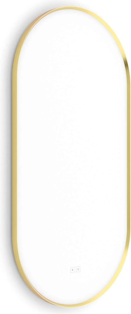 Nimco - Zrcadlo s LED osvětlením, 50x100 cm, dvěma dotykovými senzory, kartáčovaná zlatá ZPZ 62004LVX-Z