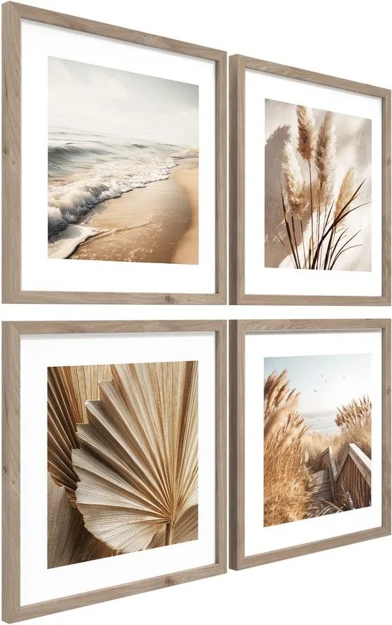 Tištěné obrazy v sadě 4 ks s rámem 30x30 cm Boho Dreams – Styler
