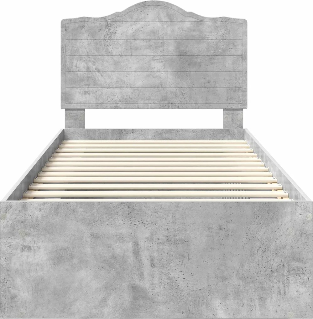 Rám postele Betonově šedá 75 x 190 cm Masivní borové dřevo 3413374
