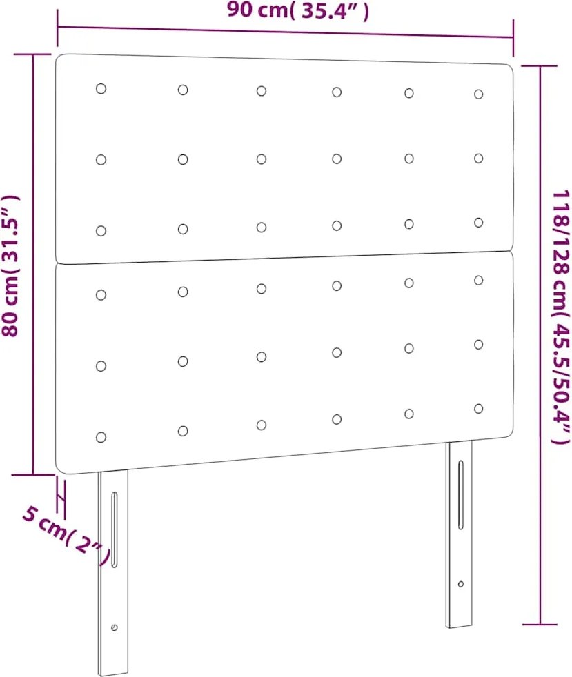 Čelo postele s LED šedé 90x5x118/128 cm umělá kůže 3122506