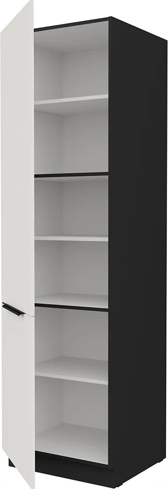 ARIA wb | vysoká skříňka 60 DK-210 2F potravinová s policemi | 60 cm | ANTI FINGERPRINT povrch | černá/bílá