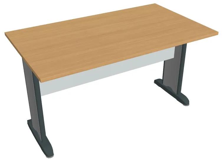 Stůl jednací rovný 140 cm - Hobis Cross CJ 1400 Dekor stolové desky: buk, Dekor lamino podnože: šedá, Barva nohou: černá