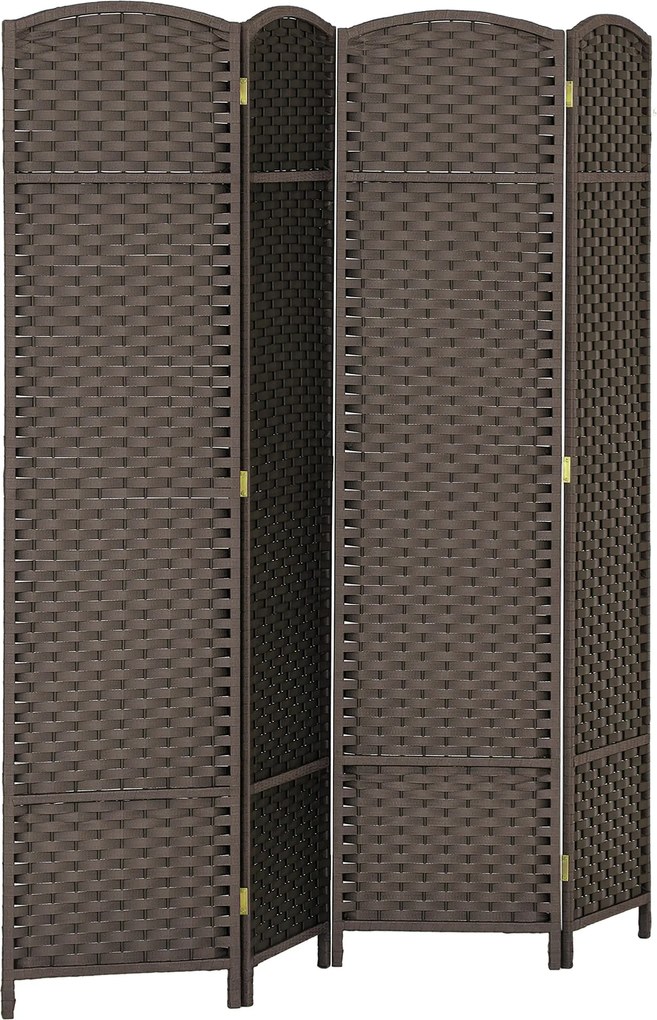 HOMCOM 4-panelový dělicí panel 160x170 cm Skládací oddělovač pro obývací pokoj, ložnici a kancelář Hnědý | Aosom