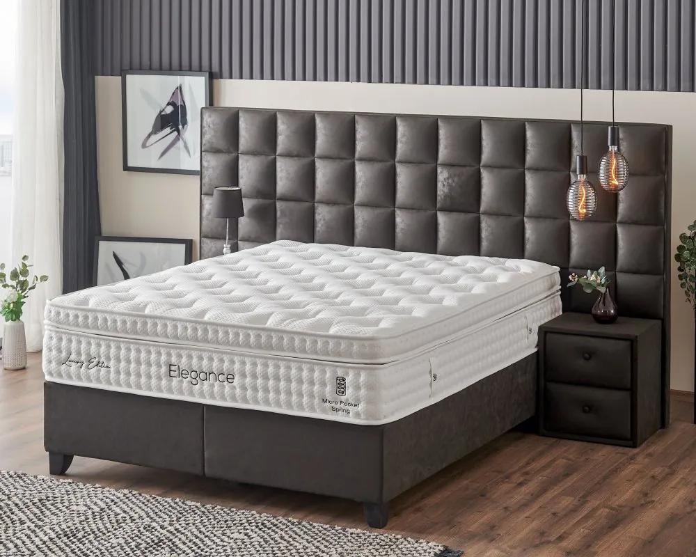 Čalouněná postel ELEGANCE s matrací - šedá 90 × 200 cm