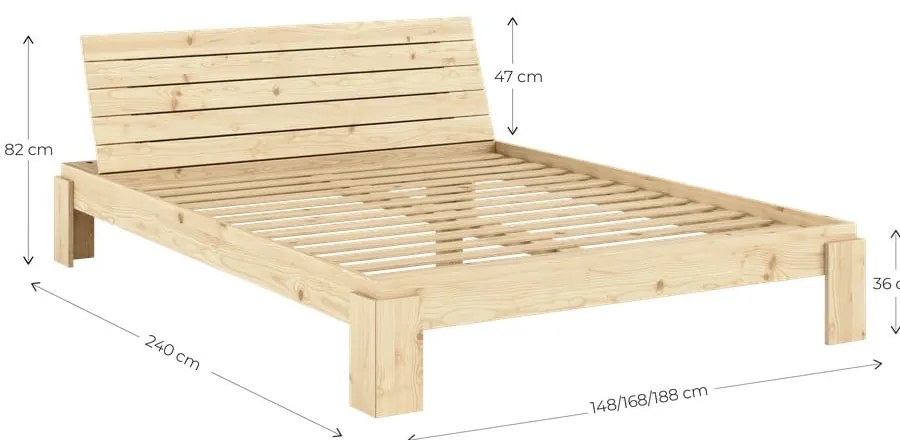 Dvoulůžková postel z borovicového dřeva s roštem v přírodní barvě 140x200 cm Layers – Karup Design