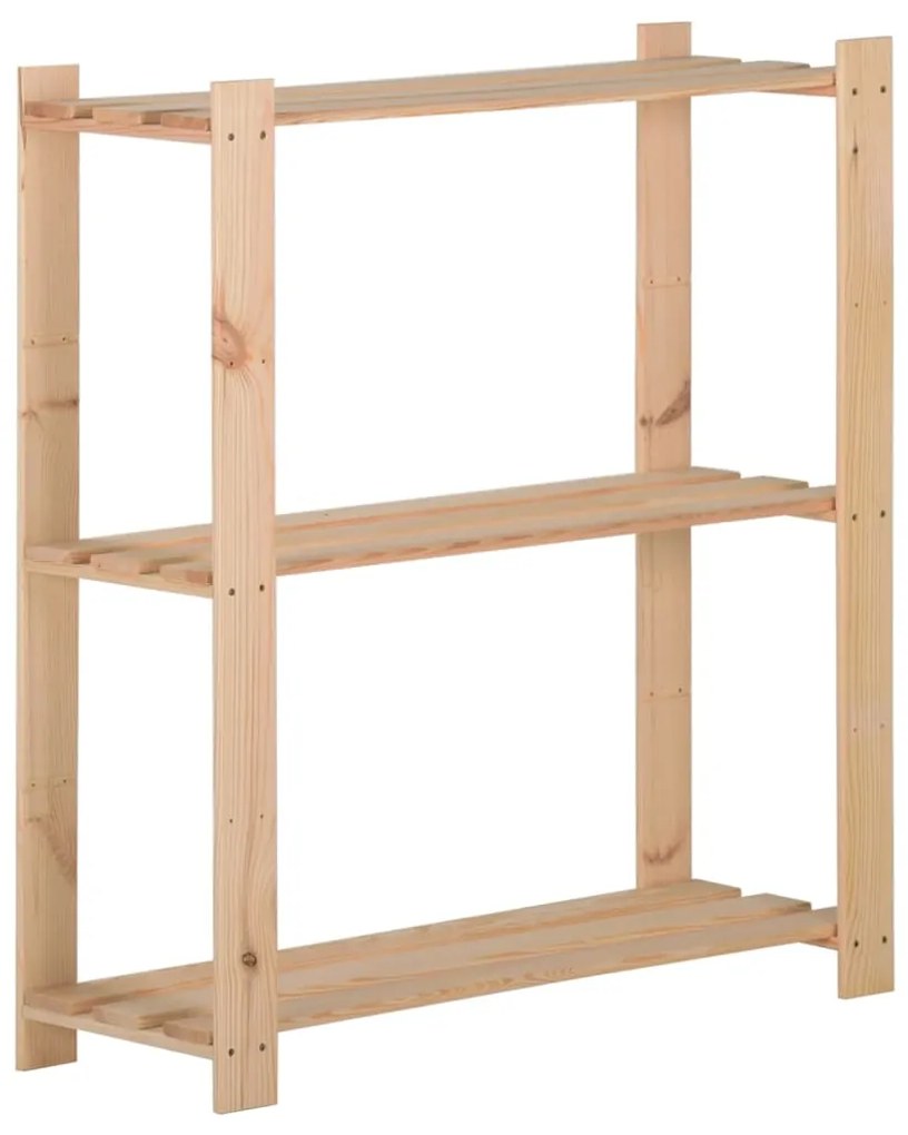 Úložný regál se 3 policemi 80 x 28,5 x 90 cm masivní borovice 327321
