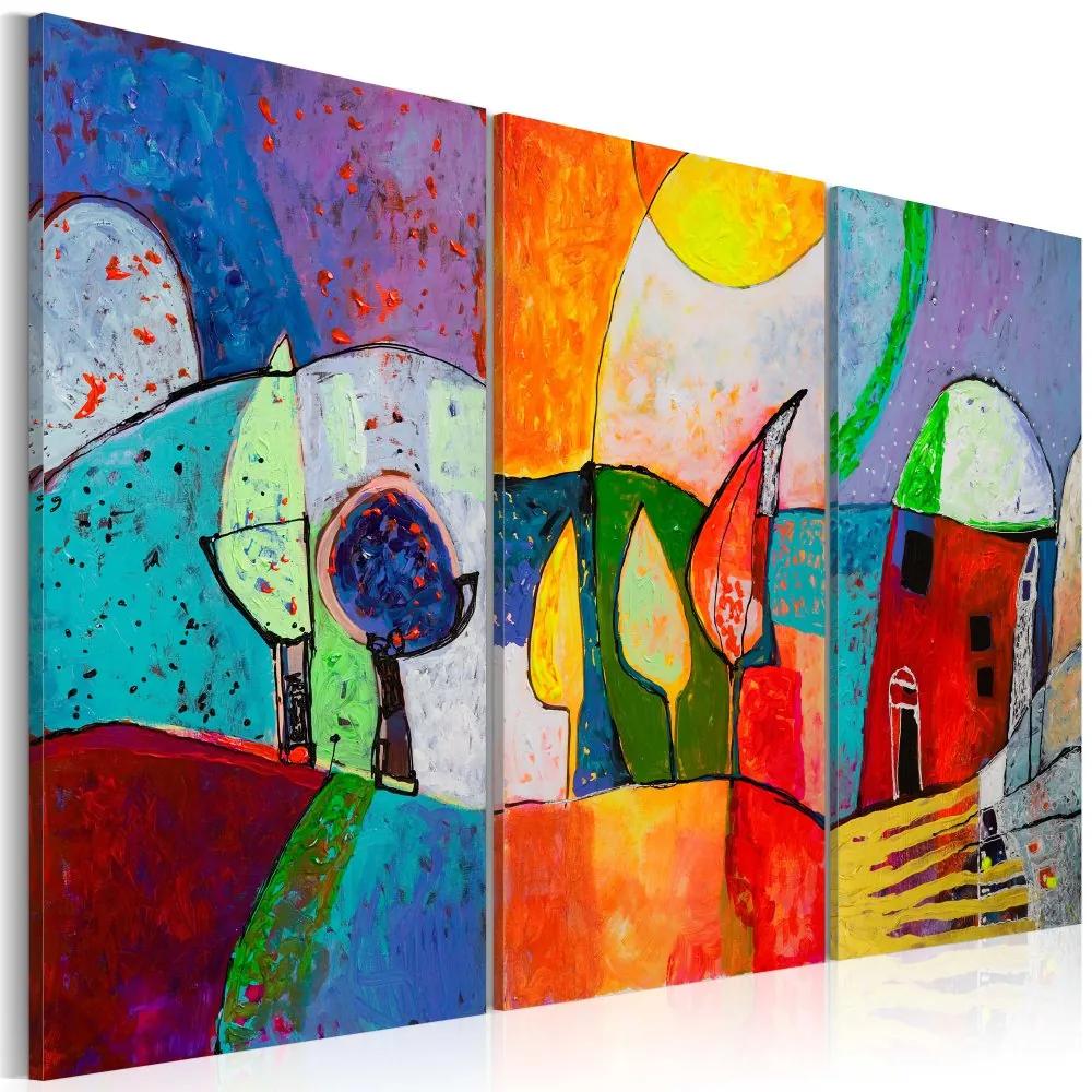 Bimago Ručně malovaný obraz - Colorful landscape 120x80 cm
