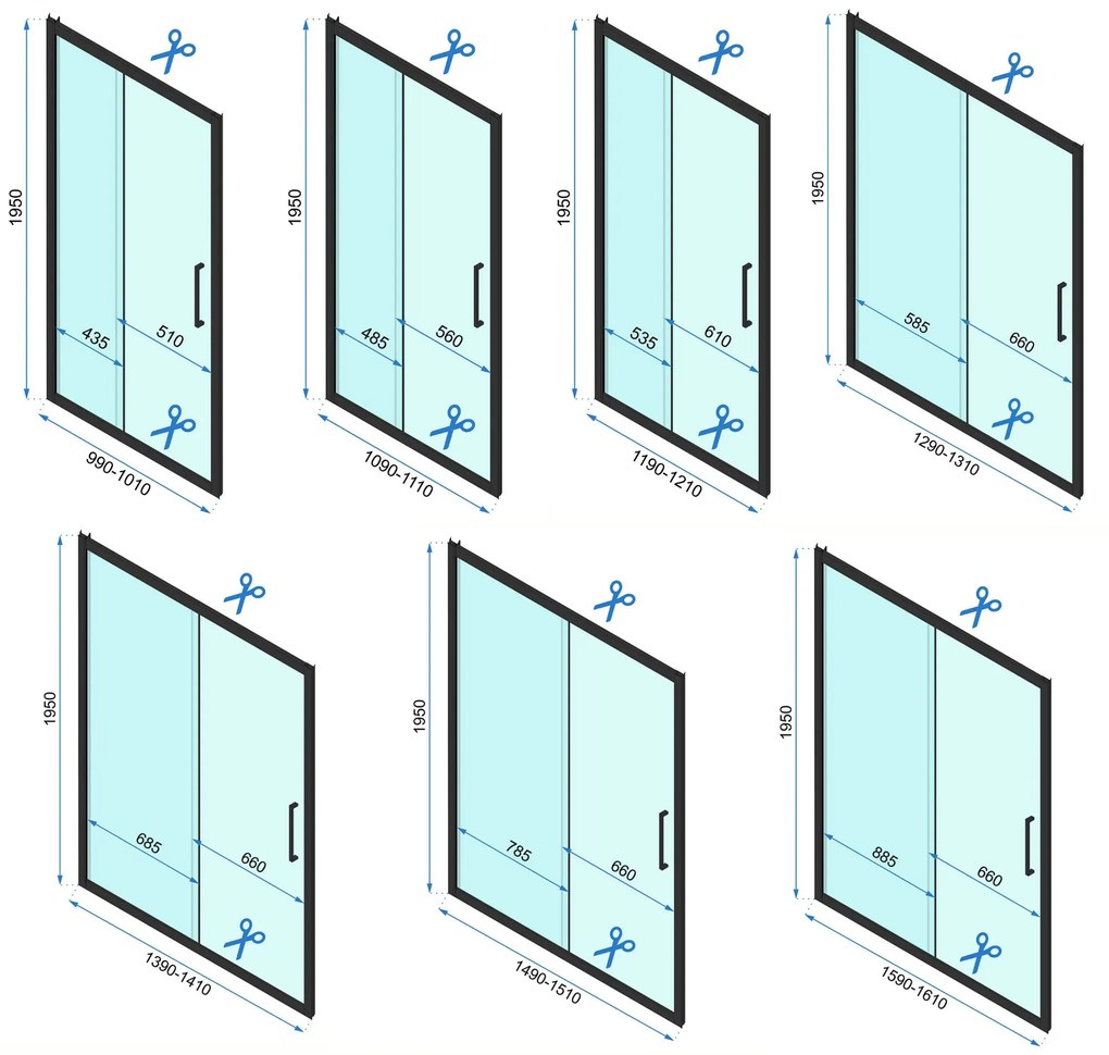 Rea Rapid Slide Wall, 3-stěnný sprchový kout s posuvnými dveřmi 120 (dveře) x 80 (stěna) x 195 cm, 6mm čiré sklo, černý profil, KPL-09880