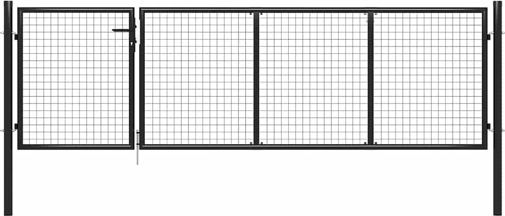 vidaXL Zahradní brána ocelová 350 x 100 cm [144341] Barva: Stříbrná