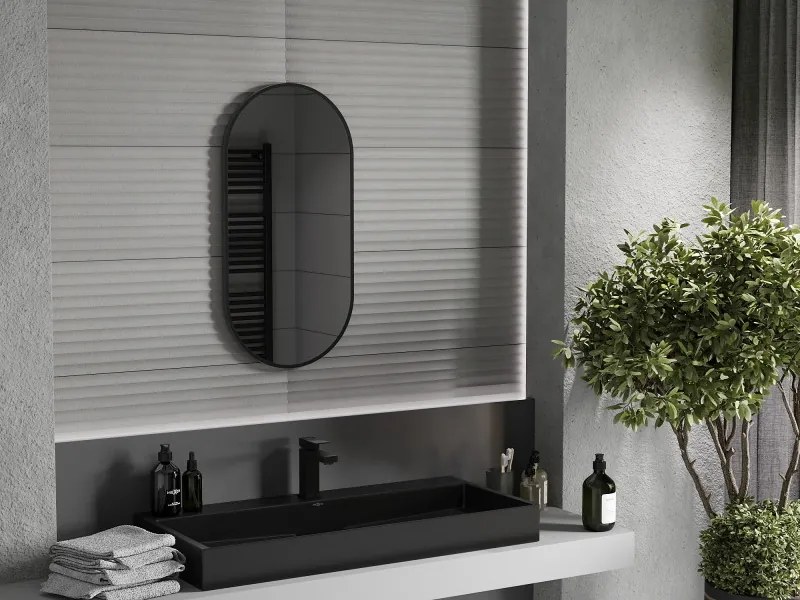 Mexen Loft oválné koupelnové zrcadlo 80 x 40 cm, černý rám - 9851-080-040-000-70
