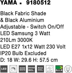Nástěnné svítidlo NOVA LUCE YAMA E27 + LED na čtení 3000K 9180512 bez žárovky