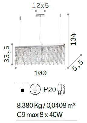 Ideal Lux Závěsné svítidlo ELISIR SP8, d. 100 cm Barva: Mosaz