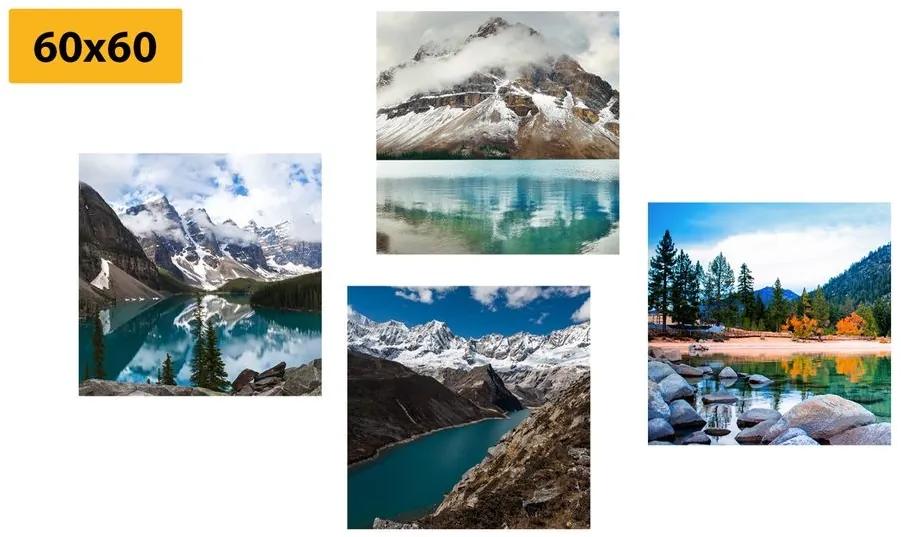 Set obrazů okouzlující horské krajiny - 4x 60x60 cm