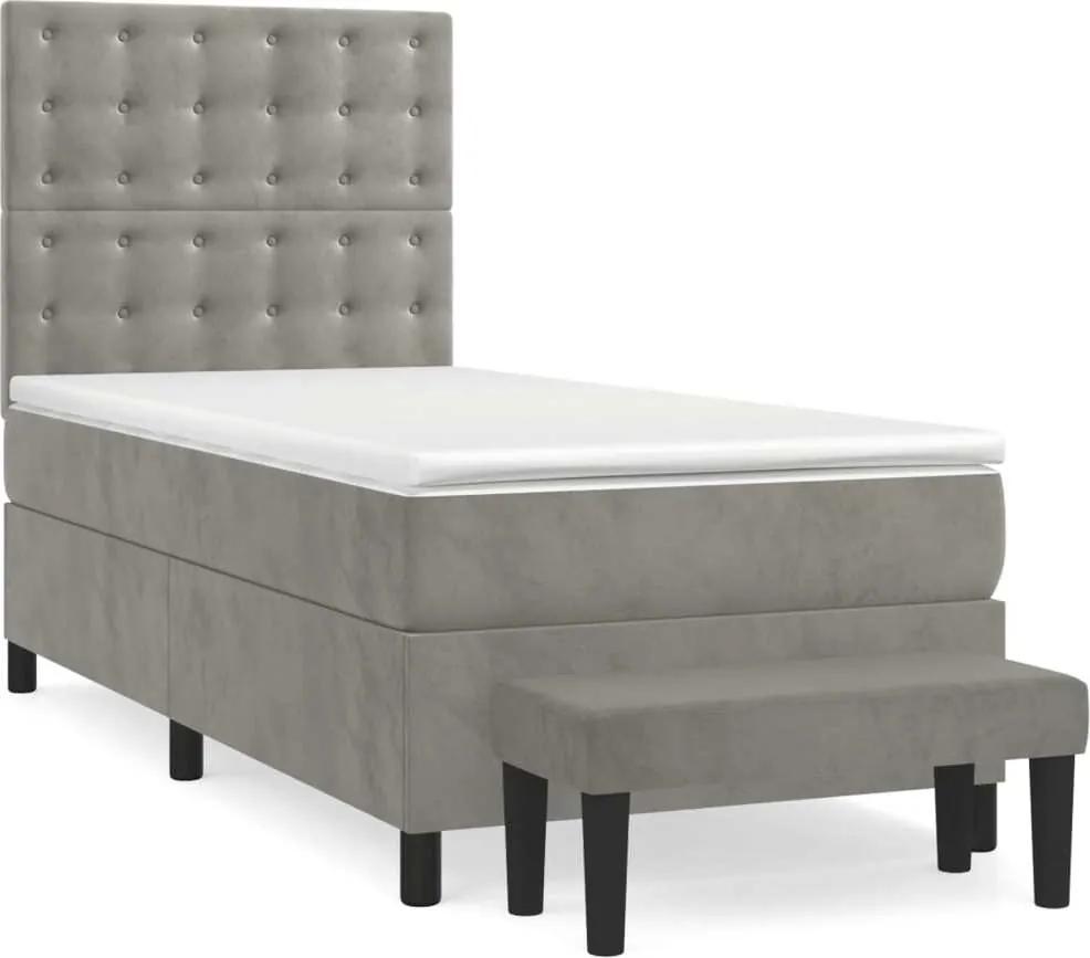 vidaXL Box spring postel s matrací 100x200 cm samet [3138067] Barva: Růžová
