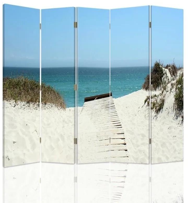 Ozdobný paraván Pobřeží moře - 180x170 cm, pětidílný, klasický paraván