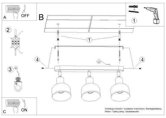 Sollux SL.1318 - Bodové svítidlo ELBA 3xE27/15W/230V černá