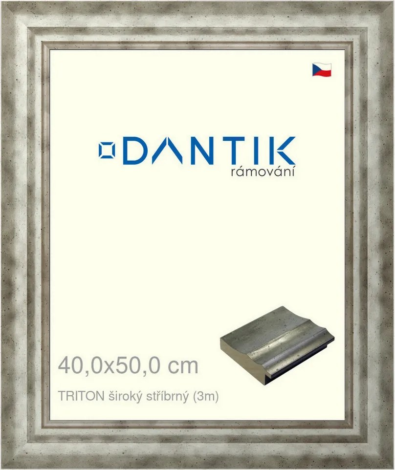 DANTIK rámeček 40x50 | TRITON široký stříbrný (Plexi Čiré)