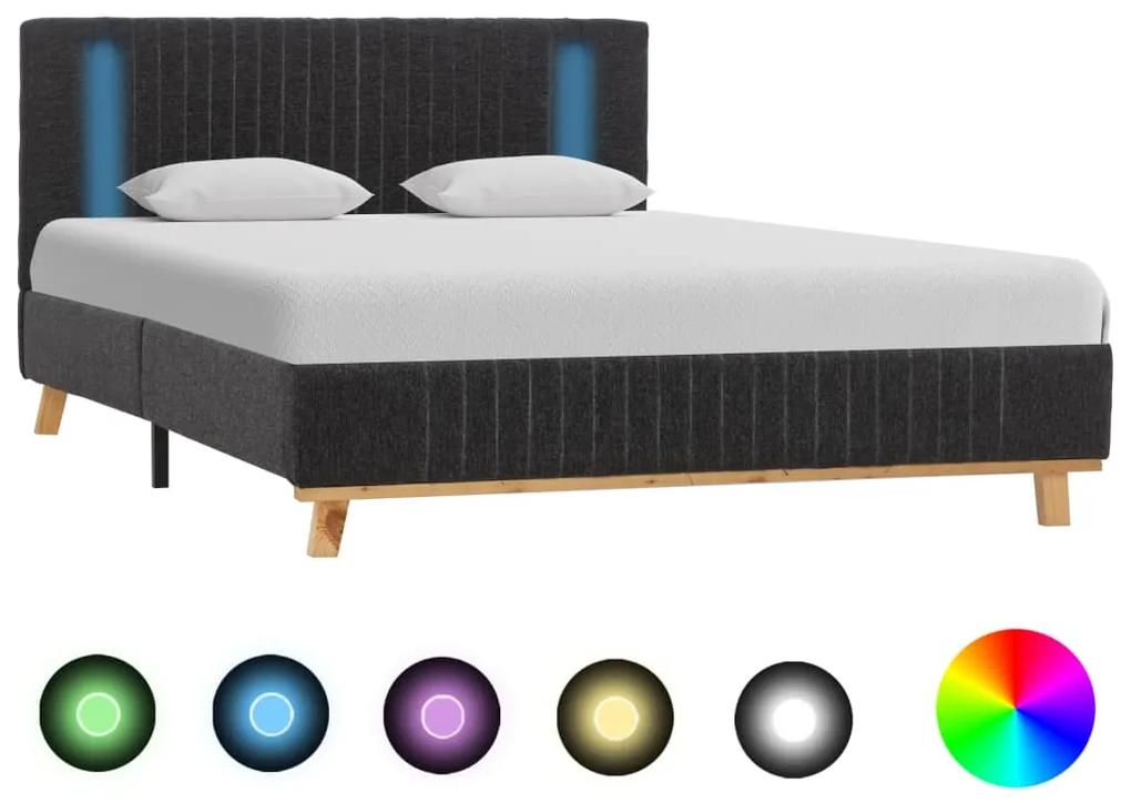 286651 vidaXL Rám postele s LED světlem tmavě šedý textil 120 x 200 cm