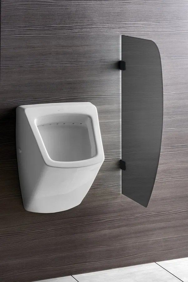 Sapho Sapho, Dělící stěna mezi urinály 40x80 cm, kouřové sklo, černá mat, 2502-06M