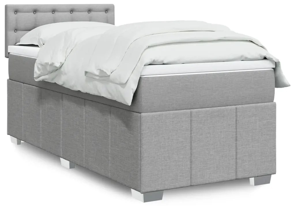 Box spring postel s matrací světle šedá 80 x 200 cm textil 3286909