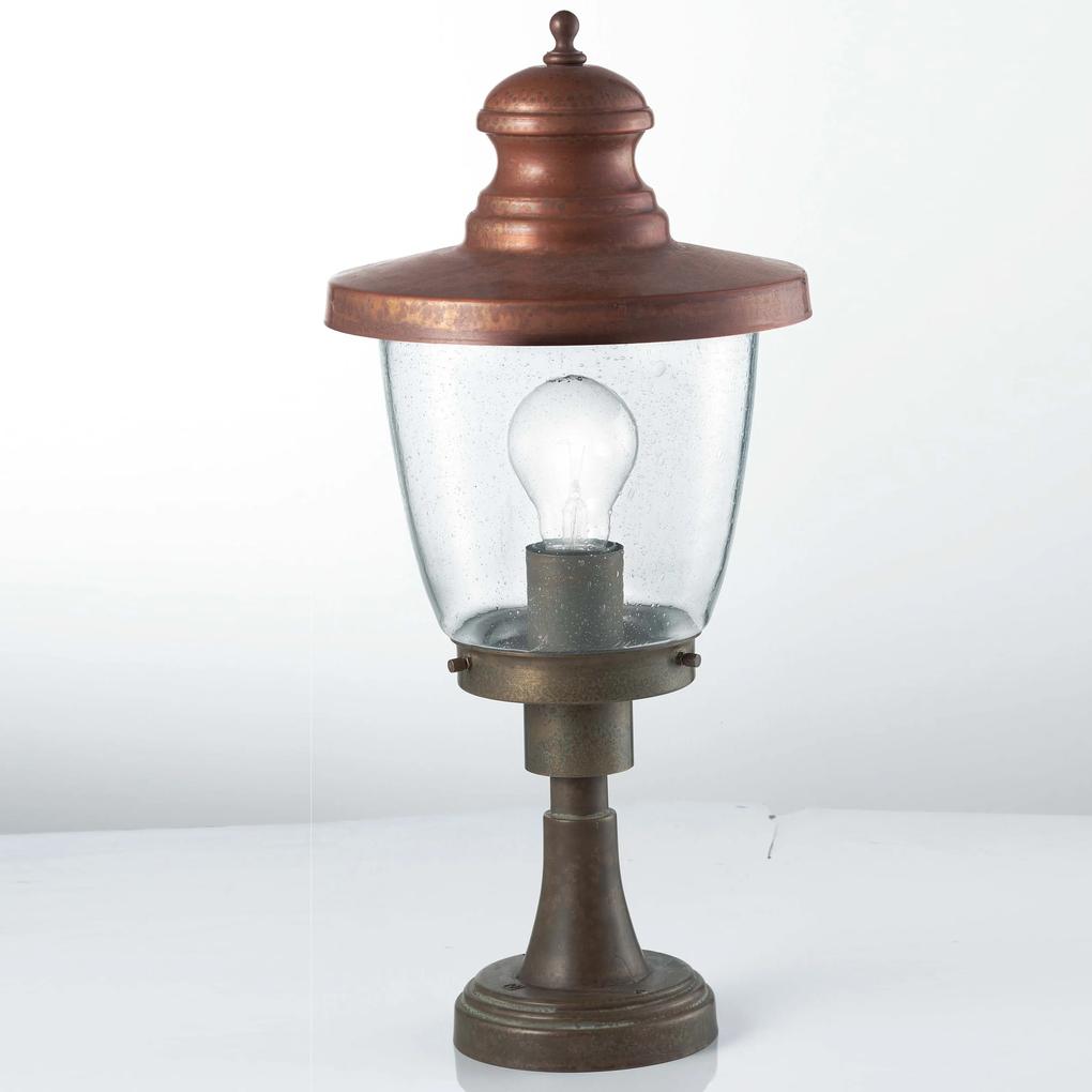 Il Fanale 248.11.ORT Venezia, venkovní stojanová lampa, 1x57W E27, mosaz, bublinkové sklo, výška 47cm, IP44