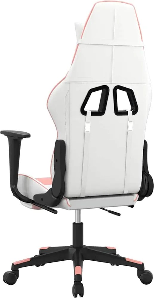 Herní židle bílá a růžová umělá kůže 3143696