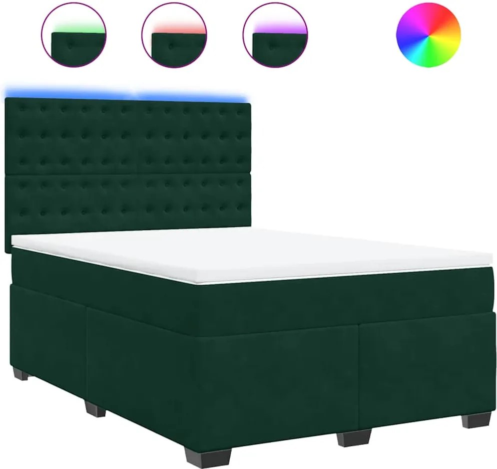 Box spring postel s matrací tmavě zelená 160x200 cm samet 3293269