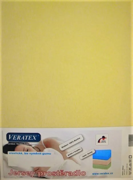 Veratex Jersey prostěradlo 100x220/15 cm (č. 5-sv.žlutá) 100 x 220 cm Jersey