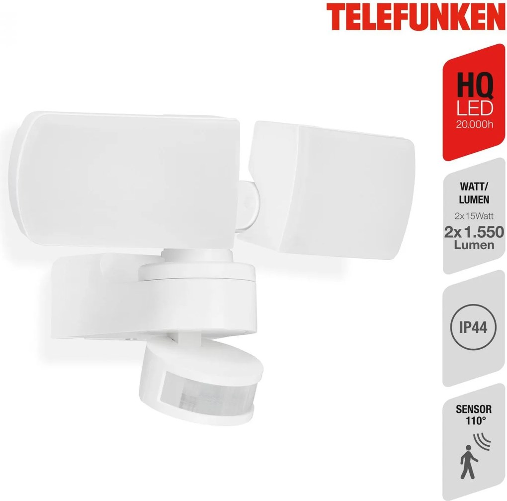 TF 315106TF TELEFUNKEN LED venkovní svítidlo 25 cm 2x15W 1550lm bílé - BRILONER