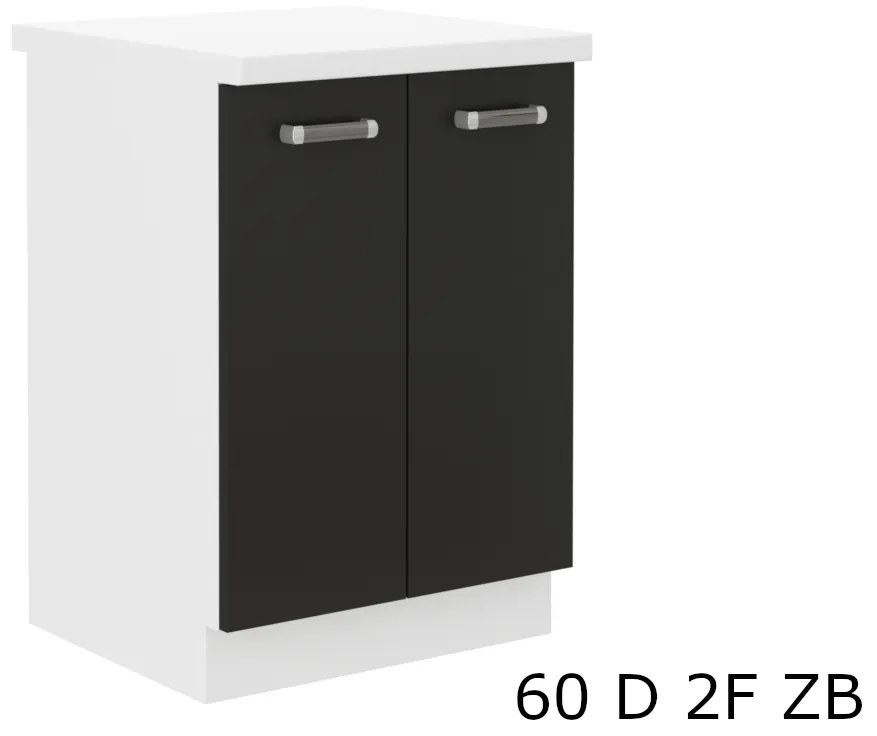 Expedo Kuchyňská skříňka dolní dvoudveřová s pracovní deskou EPSILON 60 D 2F ZB, 60x82x60, černá/bílá