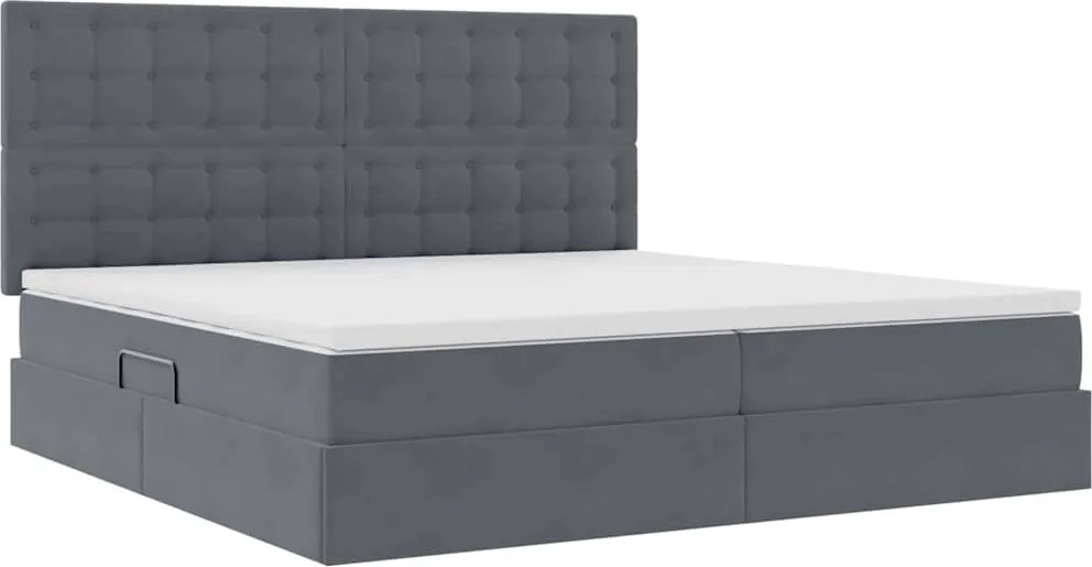 Postel s úložným prostorem a matrací Tmavě šedá 200 x 200 cm 3372172