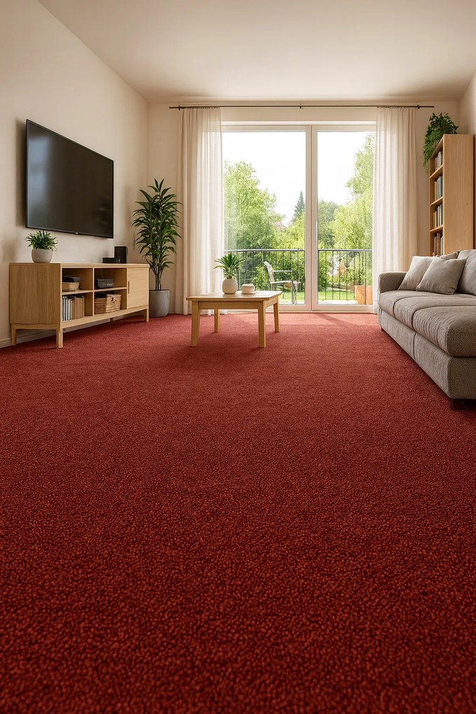 Lano, Metrážový koberec Supersoft 110 červený, na míru s bordurou, šíře 4m, červená, ab (mřížka), dětský pokoj