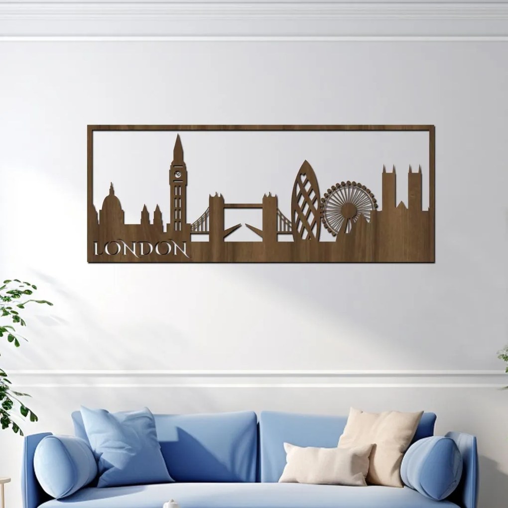 dřevo života Dřevěná dekorace LONDÝN Zvolte rozměr (cm): 80x32, Zvolte barvu dekoru: Antracitová