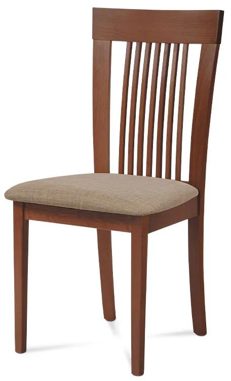 Jídelní židle BC-3940 TR3 masiv buk, barva třešeň, látka béžová