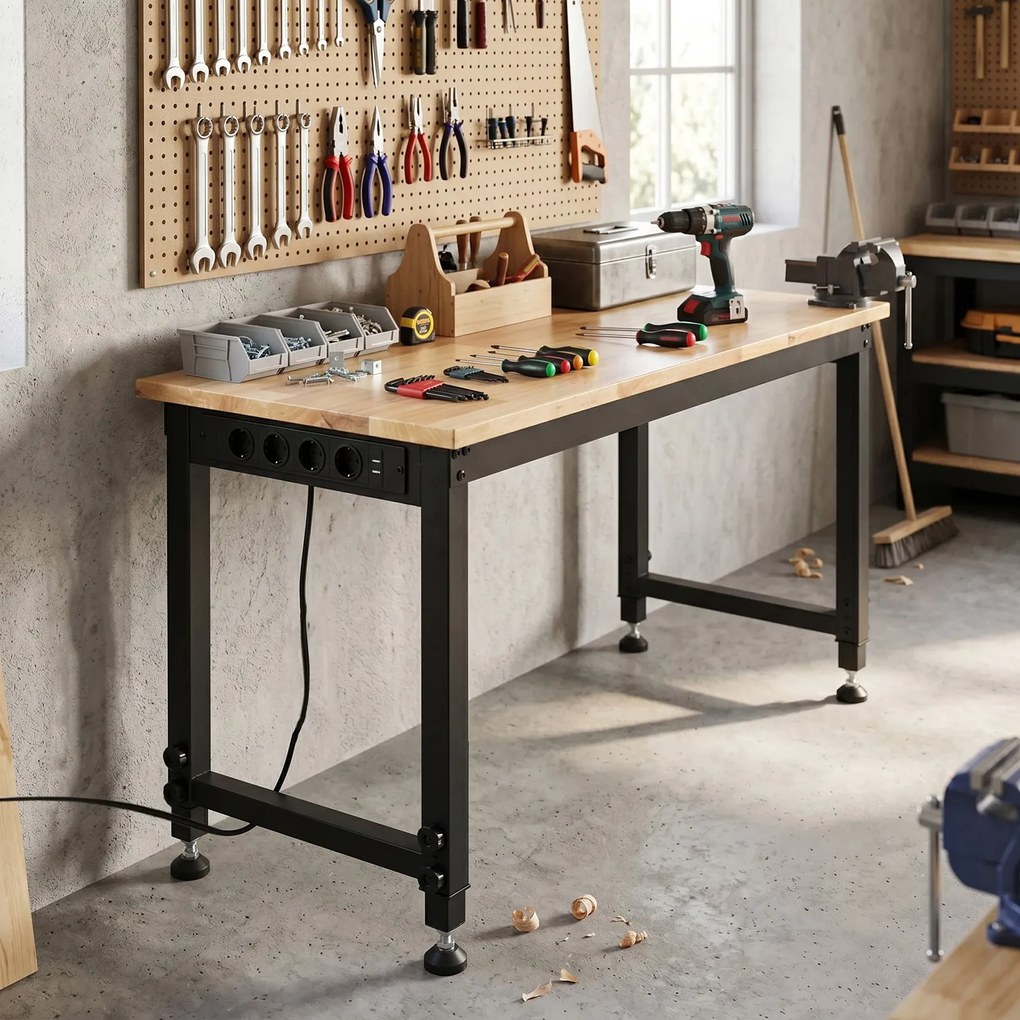 Costway 122 cm odolný pracovní stůl Výškově nastavitelný s kovovým rámem